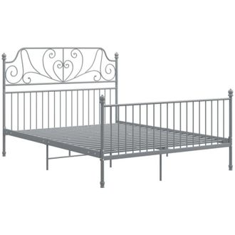 vidaXL Bettgestell Grau Metall 160x200 cm vidaXL