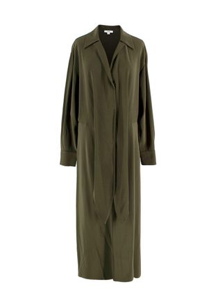 Vince Green Tie-Front Midi Shirt Dress Size L