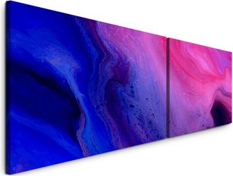 Paul Sinus Art Abstraktes Bild 180x50cm - 2 Wandbilder je 50x90cm - Kunstdrucke - Wandbild - Leinwandbilder fertig auf Rahmen