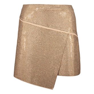 ADĀMO Andrea Adamo Rhinestone Asymmetrischer Minirock - - Skirts - Damen - Beige - M