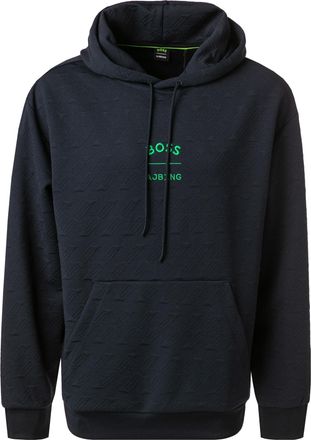 HUGO BOSS Herren Hoodie blau unifarben,Logo und Motiv
