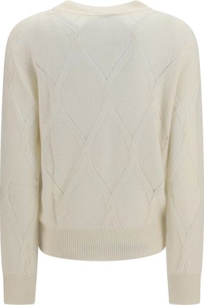 Kiton Diamond-Knit Cashmere-Silk Sweater - White