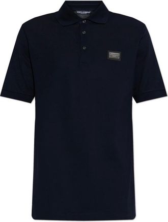 Dolce & Gabbana Homme, Tops, Noir, Taille: 2XL Polo avec application logo