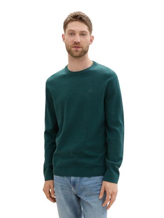 Tom Tailor Herren 1039805 Strickpullover mit Crewneck, 36296 - Dark Tree Green Melange, XXL