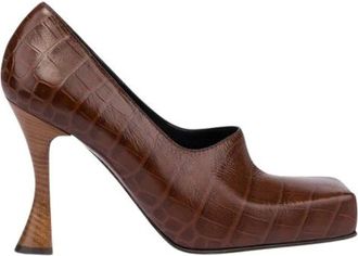 Moschino Femme, Chaussures, Brun, Taille: 38 1/2 EU Escarpins en cuir de veau imprim&eacute; croco