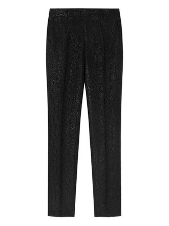 Versace Mens Jacquard Leopard Trousers Black Viscose