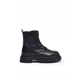 Blauer Biker Schn&uuml;rstiefel - - Shoes - Damen - Schwarzk - 40 EU