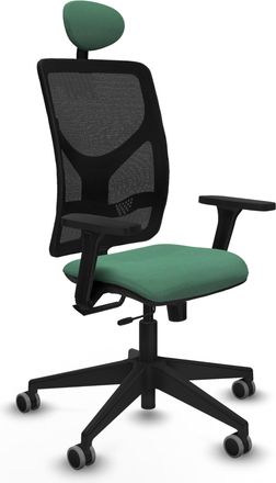 Piqueras y Crespo Stuhl f&uuml;r lange Arbeitsstunden, mit 3D-Armen, h&ouml;henverstellbarer Lendenwirbelst&uuml;tze und festem Kopfteil, ausgestattet mit Syncro/Traslack und Schneide