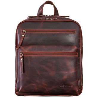 Royalz Baltimore Vintage Lederrucksack Mittel-Groß - Echtleder Rucksack für Damen und Herren, Farbe:Roma Cognac Braun
