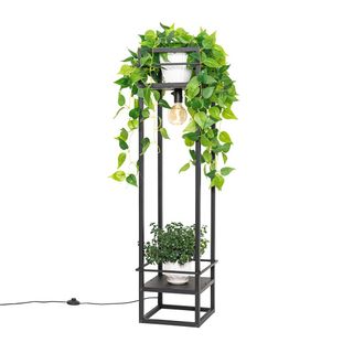 QAZQA Industrie I Vintage I Smarte Industrie-Stehleuchte | Ecklampe I Stehlampe I Standleuchte I Lampe I Leuchte schwarz inkl. WiFi G95 - Cage Rack Dimmer I