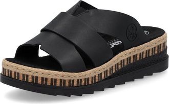 Rieker Damen Pantoletten V7989, Frauen Slipper,Backless Slipper,Gartenschuhe,Sommerschuhe,sommerclogs,Schlupfschuhe,Slides,schwarz (00),41 EU / 7.5 UK