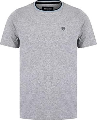 Kensington Eastside Westport Cotton Jersey Crew Neck Ringer T-Shirt in Light Grey Marl - Kensington Eastside - M