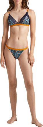 Pepe Jeans London Damen FLORAL Thong Panties, Blue (Navy), L