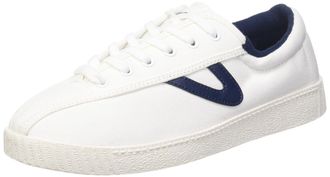 Tretorn Nyliteplus Canvas Sneaker Damen Schn&uuml;rschuhe Casual Tennisschuhe Klassischer Vintage Stil, Wei&szlig; Marineblau, 38 EU