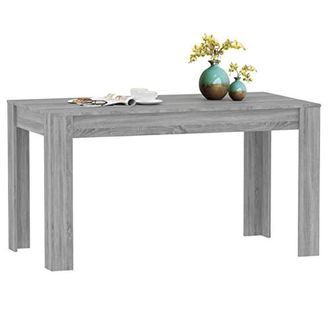 tidyard Table à manger en bois dingénierie Gris Sonoma, 140 x 74,5 x 76 cm, robuste et durable