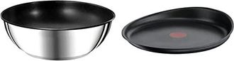 T-fal Ingenio Preference Po&ecirc;le wok 26 cm, Empilable, Acier inoxydable, Rev&ecirc;tement antiadh&eacute;sif s&ucirc;r & Ingenio Eco Resist Po&ecirc;le &agrave; cr&ecirc;pe 27 cm, Empilable, Fonte