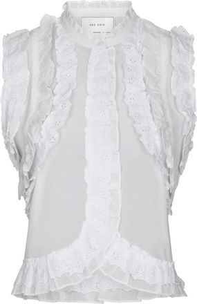 Neo Noir Femme, Blouses et Chemises, Blanc, Taille: 44 FR Celia Ruffle Top