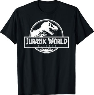 Jurassic Park Rebirth Logo Black And White T-Shirt