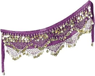 Generic Ceinture Danse Orientale Femme, &Eacute;charpes de Hanche de Danse du Ventre Fille Foulard Belly Dance Foulard &agrave; Sequins Dor&eacute; &Eacute;charpe D&eacute;guisement Mousseline 