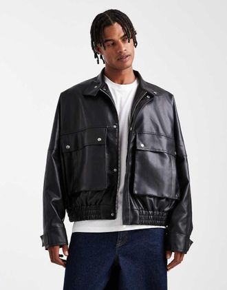 Asos Veste en imitation cuir - Noir