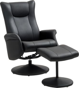 HOMCOM Relaxsessel mit Hocker 360°Drehbarer Fernsehsessel mit Liegefunktion Ruhesessel mit Verstellbar Rückenlehne TV-Sessel bis 150 kg belastbar für Wohnzim