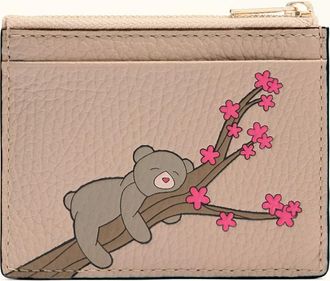 Furla Camelia Kartenetui S Toni Cotone Mehrfarbig Genarbtes Eracle Kalbsleder Mit Orso Primavera Print Damen