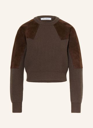 Max Mara Pullover Tropico Mit Leder braun