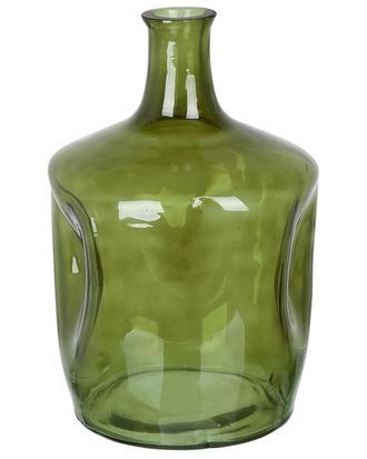 Beliani Blumenvase Glas gr&uuml;n 35 cm Tischdeko Ballonvase Flaschenvase Modern Boho Kerala