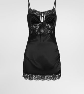 Dolce & Gabbana Kleid Aus Stretchsatin - Frau Kleider Schwarz Satin 44