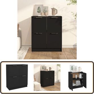 vidaXL Sideboard Schwarz 60x30x70 cm Holzwerkstoff - Schreibtisch - Wohnzimmermöbel - Sideboard Schwarz - Holz Sideboard - tv Stand