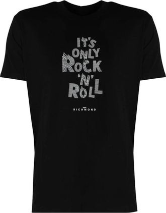 John Richmond T-shirt &agrave; col rond avec motif - Homme - Tops - Noir - Taille: XL
