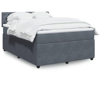 vidaXL Boxspringbett mit Matratze Dunkelgrau 160x200 cm Samt Vidaxl