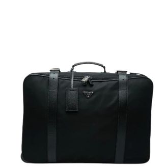 Prada unisex, Pre-owned, Noir, Taille: ONE Size Valise en nylon et cuir Saffiano Pre-owned
