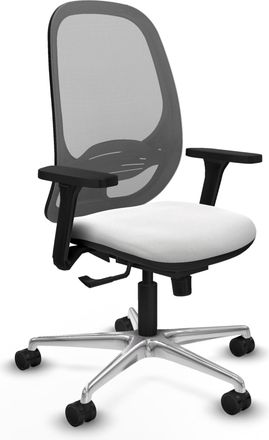 Piqueras y Crespo Stuhl mit 3D-Armlehnen, h&ouml;henverstellbare Lendenwirbelst&uuml;tze. Ausgestattet mit 3 Positionen und Schneideschaum. Mit Rollen von 65 mm Nylon. Grau/Wei&szlig;