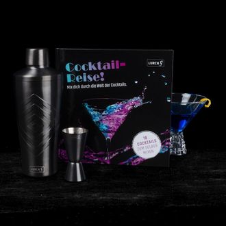 Lurch 240798 Cocktail-Set: 3tlg Cocktailshaker, Jigger/Barma&szlig; und Cocktailbuch, Geschenk- und Einsteiger-Set