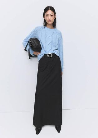 Mango Pullover mit Zopfmuster himmelblau - Damen - XS - MANGO