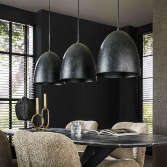 M&S Collection M&s - Suspension 3 lampes 125x30x150 cm en m&eacute;tal gris fonc&eacute; - kosmy