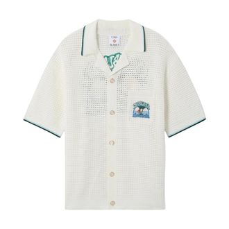 Casablanca Palm Tree Emblem H&auml;kelshirt - - Shirts - Herren - Wei&szlig; - XL