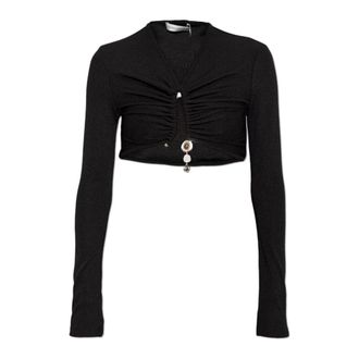 CHRISTOPHER ESBER Droplet Kristall Anh&auml;nger Langarmshirt - - Tops - Damen - Schwarzk - S