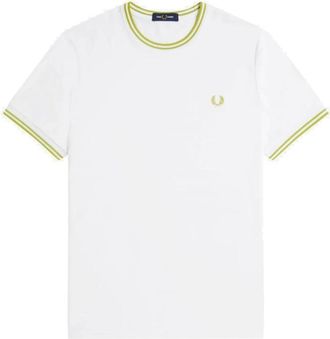 Fred Perry Homme, Tops, Blanc, Taille: 2XL T-Chemises