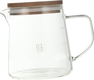 Garneck Glas Wasserkocher Transparent Mit Holzdeckel F&uuml;r Kaffee Tee Milch Saft Kaffeekanne Teekanne Hause Liefert Trinkmenge Bestimmen Ergonomischer Griff