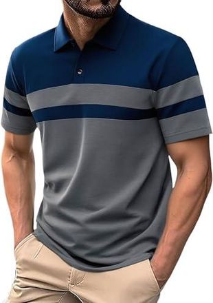 Generic Polo d&eacute;t&eacute; pour homme - Haut &agrave; manches courtes - Col &agrave; revers tendance - Grande taille - Doux &agrave; porter - Respirant - Durable - Costume de sport pour un