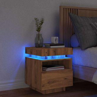 vidaXL Nachttisch mit LED-Leuchten Artisan-Eiche 40x39x48,5 cm vidaXL870884
