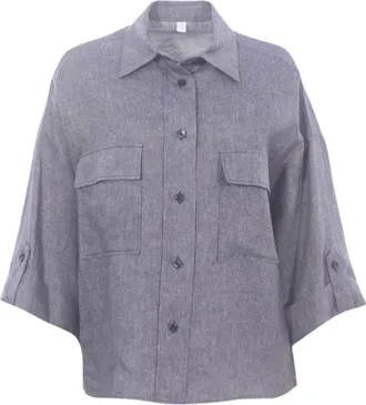 Eleventy Femme, Blouses et Chemises, Bleu, Taille: 40 FR Eleventy Chemises Blue