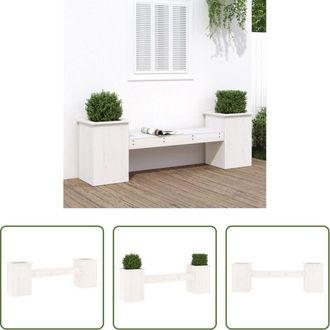 vidaXL vidaXL Pflanzk&uuml;bel - Gartenbank mit Pflanzk&uuml;beln Wei&szlig; 184,5x39,5x56,5 cm Kiefernholz