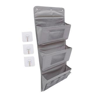 Cabilock Wandhängender Aufbewahrungsbeutel mit Punchfreien Haken Grauer Organizer für Tür Schlafzimmer und Wohnzimmer Vielseitiger Beutel für Schmuck Kosmetik 