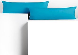 Decoking 2 Kissenbezüge 20x145 cm Jersey 100% gekämmte Baumwolle Reißverschluss Zyan Amber