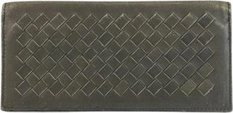 Bottega Veneta Portefeuille long en cuir Intrecciato Pre-owned - Homme - Pre-owned - Gris - Taille: ONE Size
