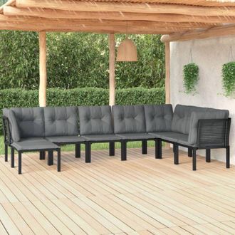vidaXL Vidaxl - Salon de jardin 8 pcs noir et gris r&eacute;sine tress&eacute;e