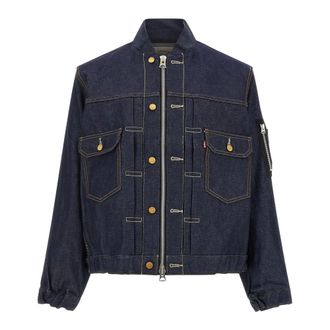 sacai Denim Blouson Jacke - - Jackets - Herren - Blau - XL